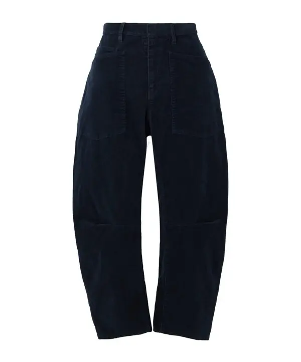 NILI LOTAN Shon Cotton-blend Corduroy Tapered Pants - Navy
