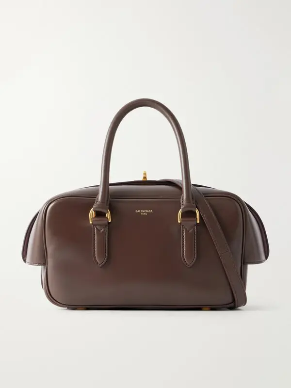 Balenciaga Le 7 Bowling Full-grain Leather Shoulder Bag - Brown