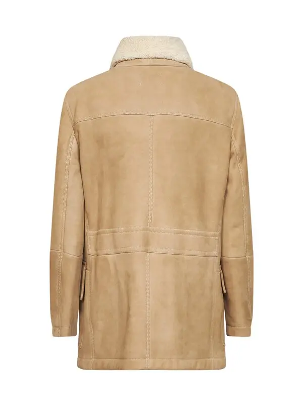 Brunello Cucinelli Shearling Collar Double-breasted Coat