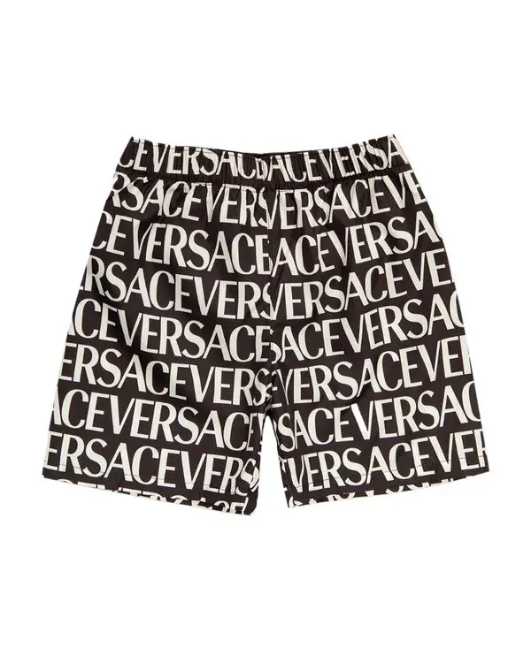 Versace Teen Repeated Logo-print Swim Shorts