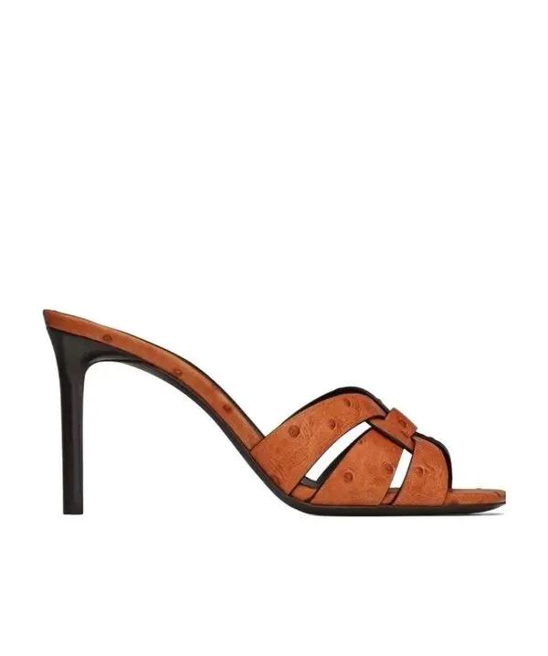 Saint Laurent Tribute Open-toe Mules - Brown