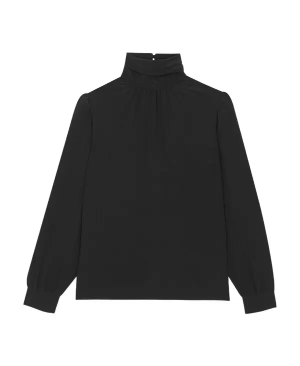 Saint Laurent High-neck Blouse In Crepe De Chine