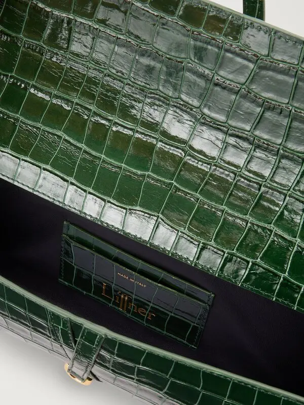 LIFFNER Belted Croc-effect Leather Clutch - Green