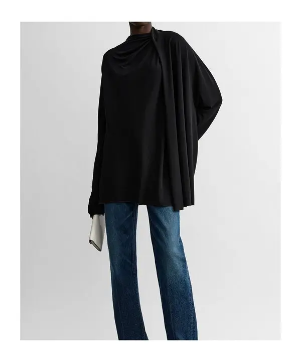TOTEME Asymmetric Draped Blouse - Black
