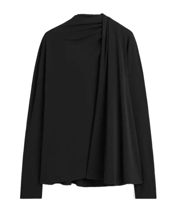 TOTEME Asymmetric Draped Blouse - Black