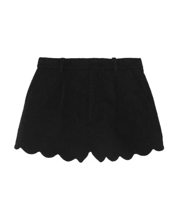 Saint Laurent High-waisted Scallop-edge Shorts - Black