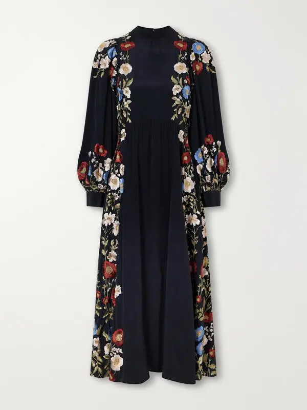 Sea Ruwa Floral-embroidered Jacquard Midi Dress