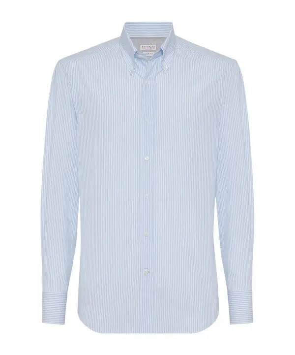 Brunello Cucinelli Pinstriped Long-sleeved Shirt