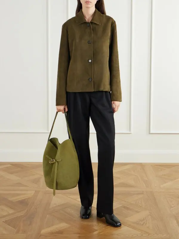 LIFFNER Belted Bucket Suede Shoulder Bag