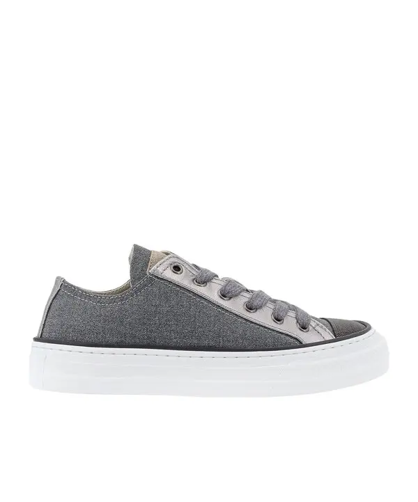 Brunello Cucinelli Panelled Lace-up Sneakers - Medium Grey