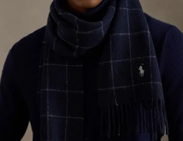 Polo Ralph Lauren Check Embroidered Scarf - Hunter Navy