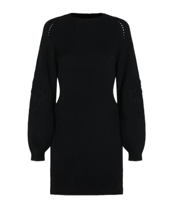 TWINSET Lace Detail Knit Dress - Black