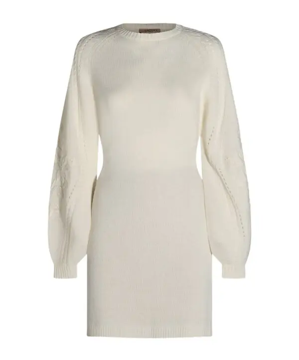 TWINSET Embroidered Balloon-sleeve Mini Dress - White