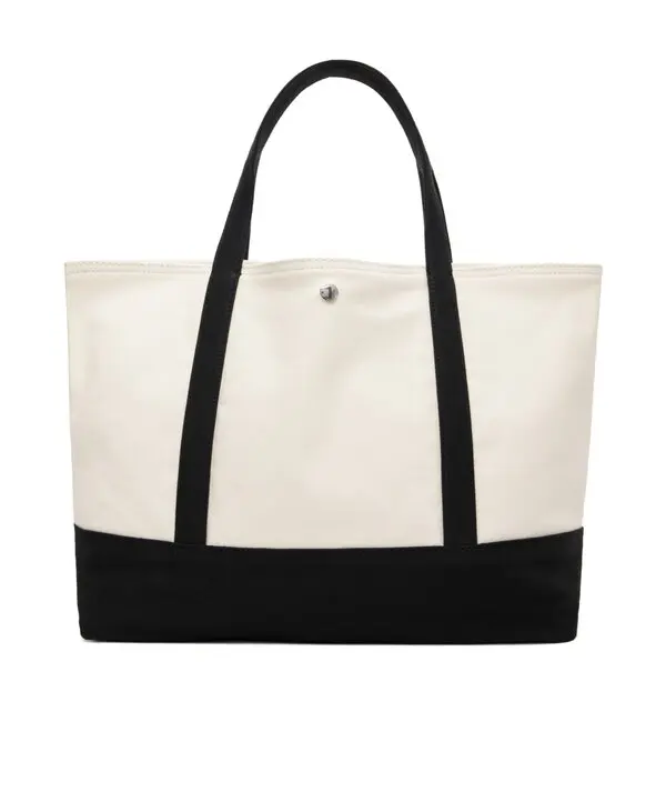 TOTEME Contrast-trim Beach Tote Bag - Light Beige/black