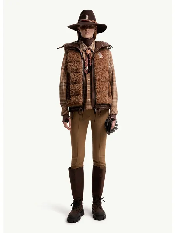 Moncler Hooded Padded Ski Vest - Brown