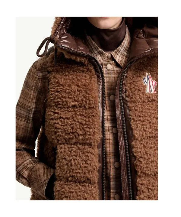 Moncler Hooded Padded Ski Vest - Brown