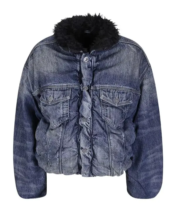 DIESEL® D-curly Ruffled Denim Jacket - Blue