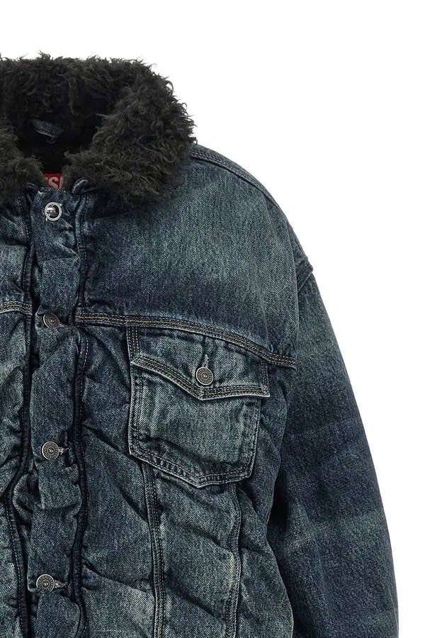 DIESEL® D-curly Ruffled Denim Jacket
