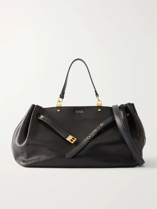 Balenciaga Fan Medium Leather Tote - Black
