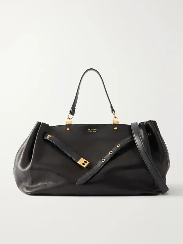 Balenciaga Fan Medium Leather Tote - Black