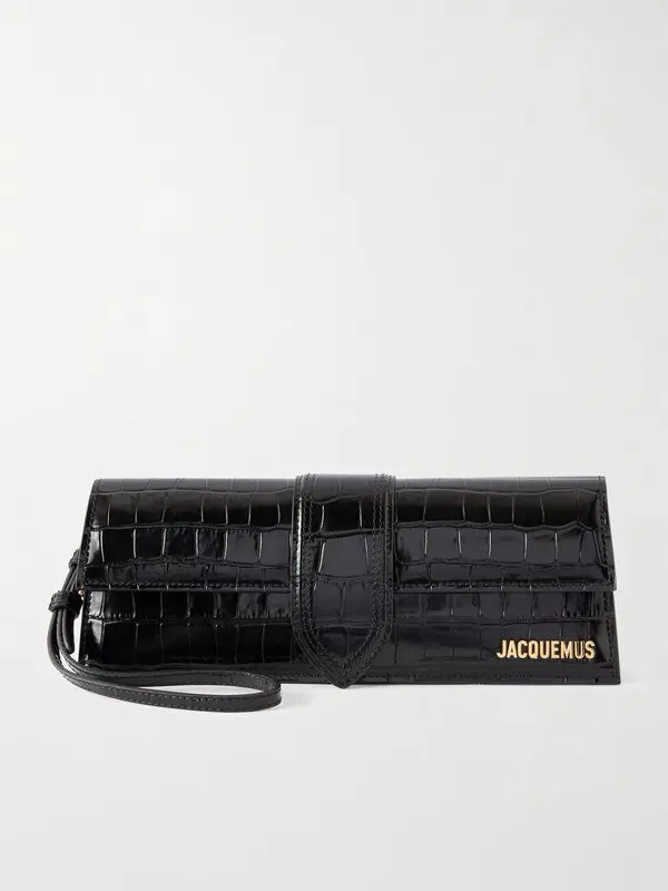 Jacquemus La Pochette Bambino Crocodile-effect Leather Clutch