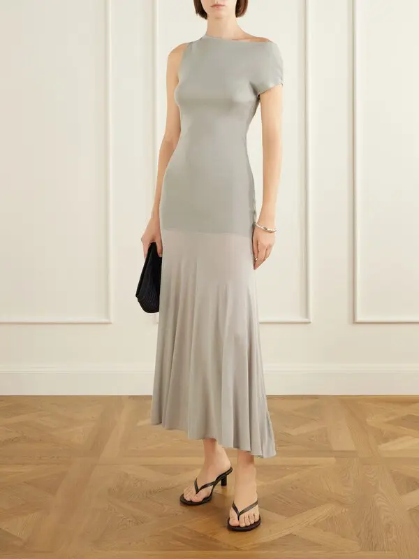 ST. AGNI Ribbed Tencel™ Lyocell-blend Jersey Maxi Dress - Neutrals