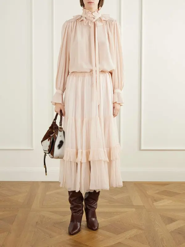 Chloé Ruffled Silk-crepe De Chine Blouse