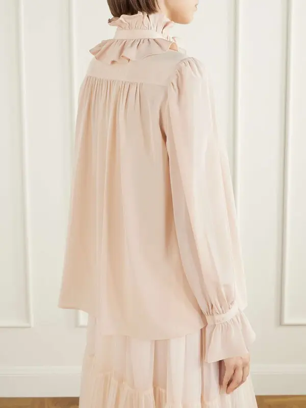 Chloé Ruffled Silk-crepe De Chine Blouse