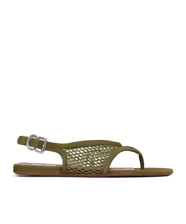 Alaïa Fishnet Flat Sandals - Green