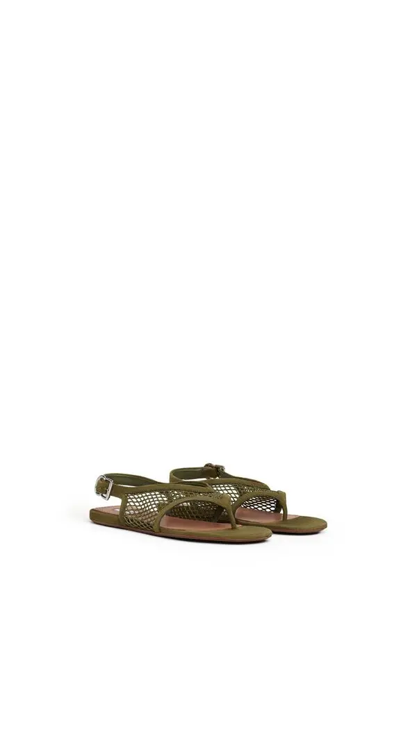 Alaïa Fishnet Flat Sandals - Green