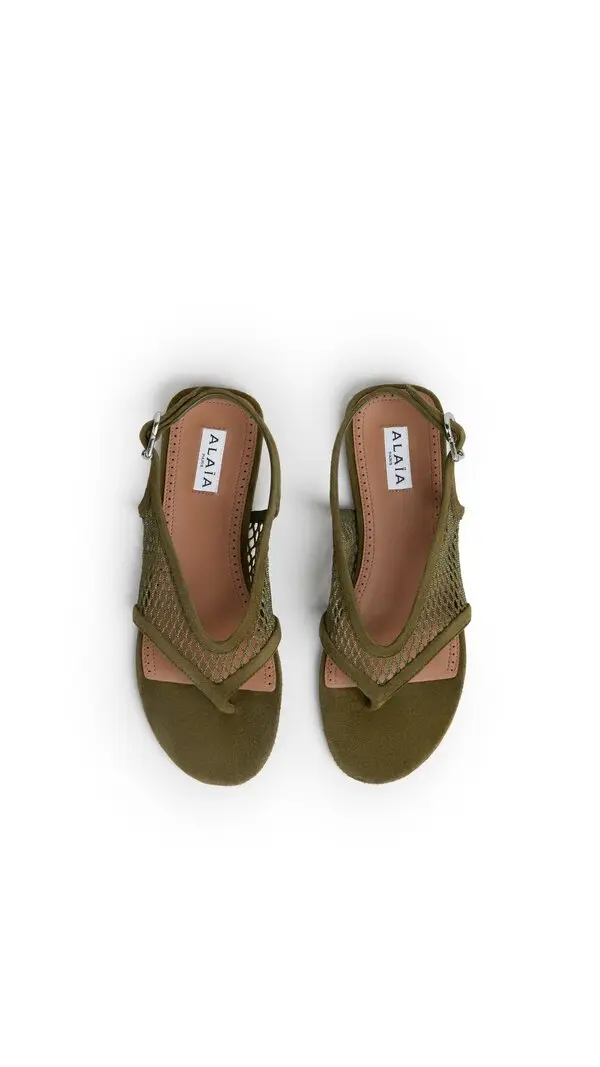 Alaïa Fishnet Flat Sandals - Green