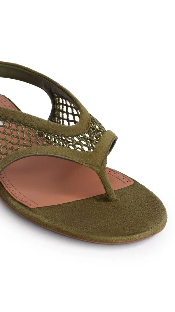 Alaïa Fishnet Flat Sandals - Green