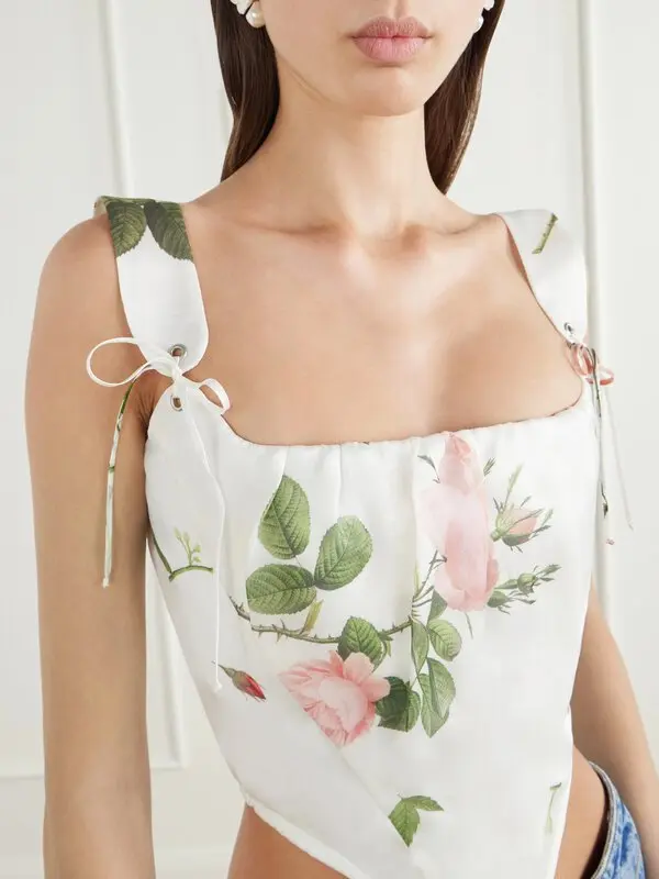 VIVIENNE WESTWOOD Kitten Floral-print Silk-satin Corset
