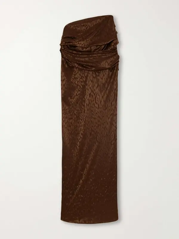 Alex Perry Draped Leopard-print Mesh Maxi Skirt