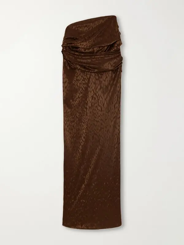 Alex Perry Draped Leopard-print Mesh Maxi Skirt