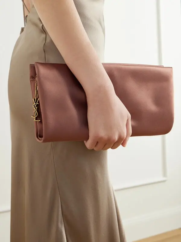 Saint Laurent Evening Satin Clutch - Pink
