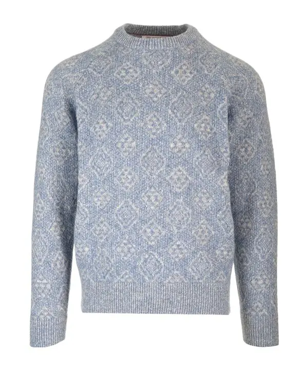 Brunello Cucinelli Patterned Crewneck Jumper - Sky-blue