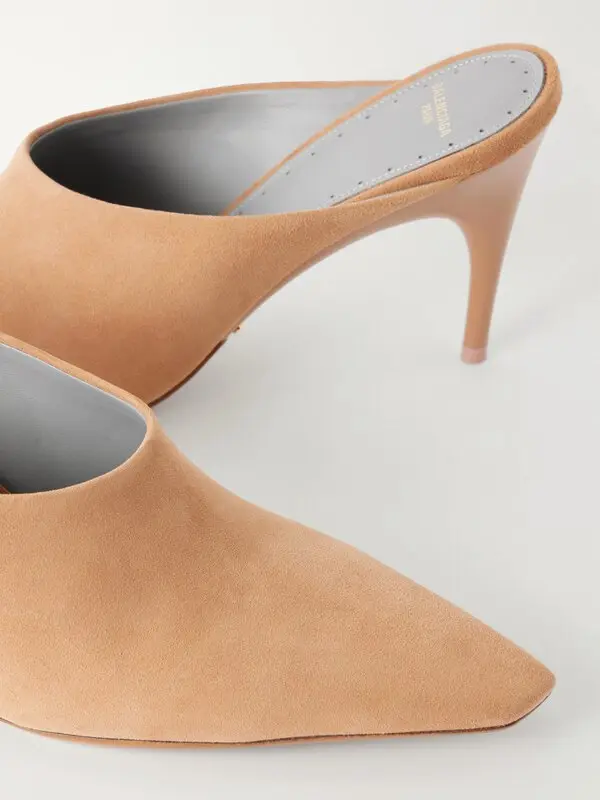 Balenciaga Duchesse 90 Suede Mules - Neutrals
