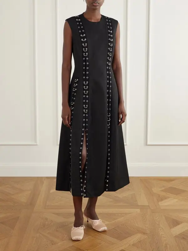 Simone Rocha Embellished Twill Midi Dress