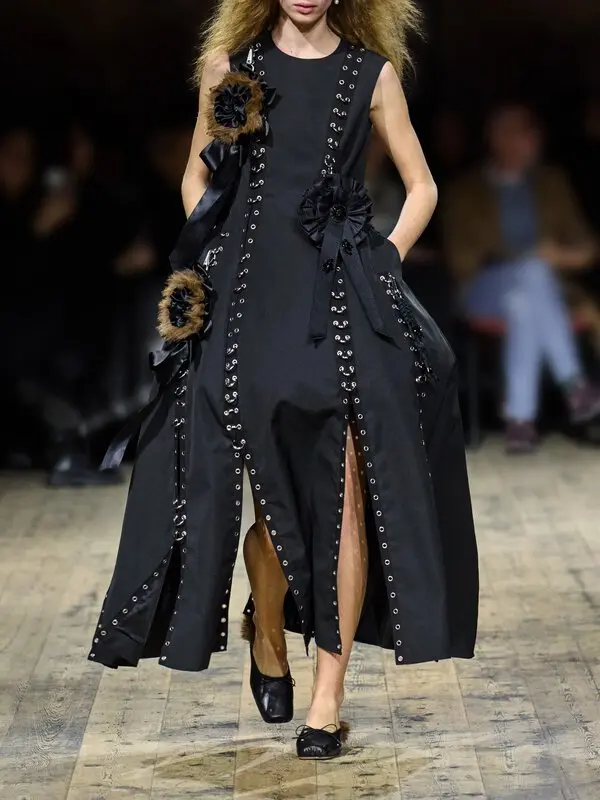 Simone Rocha Embellished Twill Midi Dress