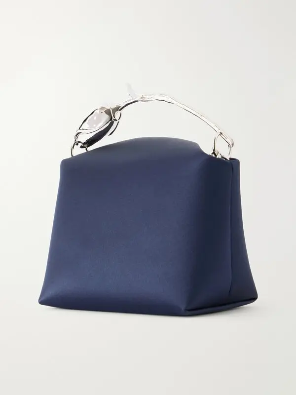 Erdem Mini Bloom Satin Top Handle Bag - Blue