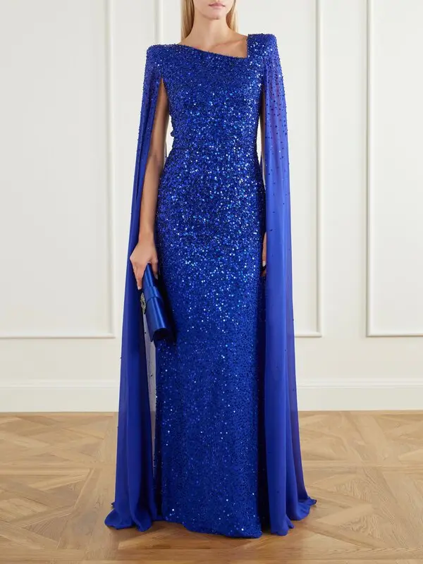 Jenny Packham Twilight Sequin-embellished Gown - Blue