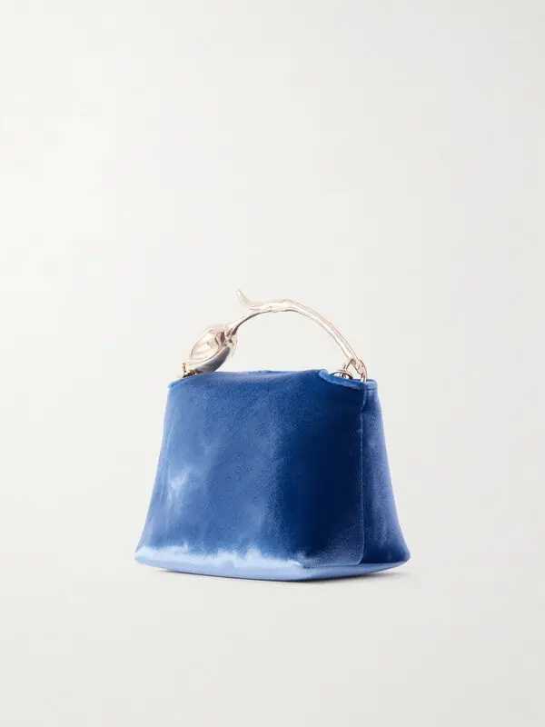 Erdem Mini Bloom Velvet Top-handle Bag - Blue