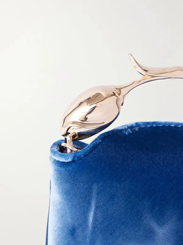 Erdem Mini Bloom Velvet Top-handle Bag - Blue