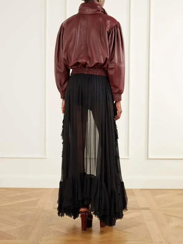 Chloé Scarf-detail Leather Jacket
