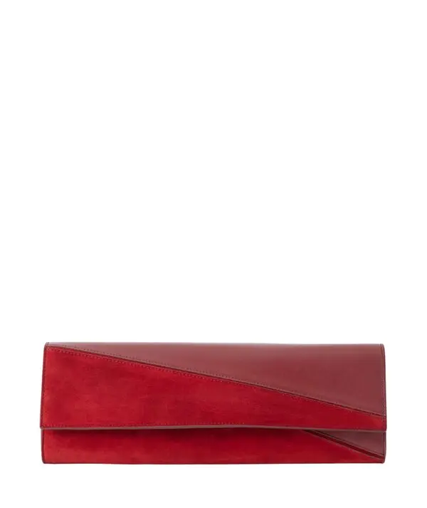 Proenza Schouler Hex Leather And Suede Clutch - Red