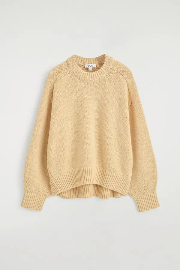 Cos Rounded Wool Crew-neck Sweater - Yellow
