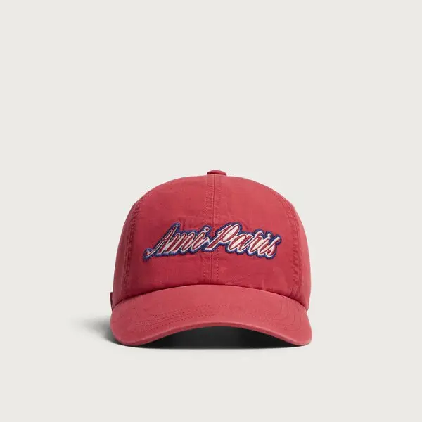 AMI Paris Washed Cotton Embroidered Cap