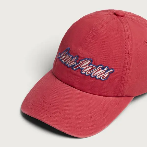 AMI Paris Washed Cotton Embroidered Cap