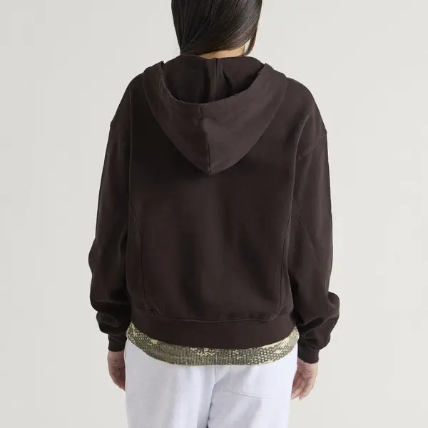 DIME Distressed Terry Zip Hoodie - Brown